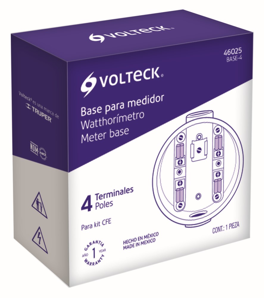 BASE MEDIDOR VOLTECK 4 TERMINALES